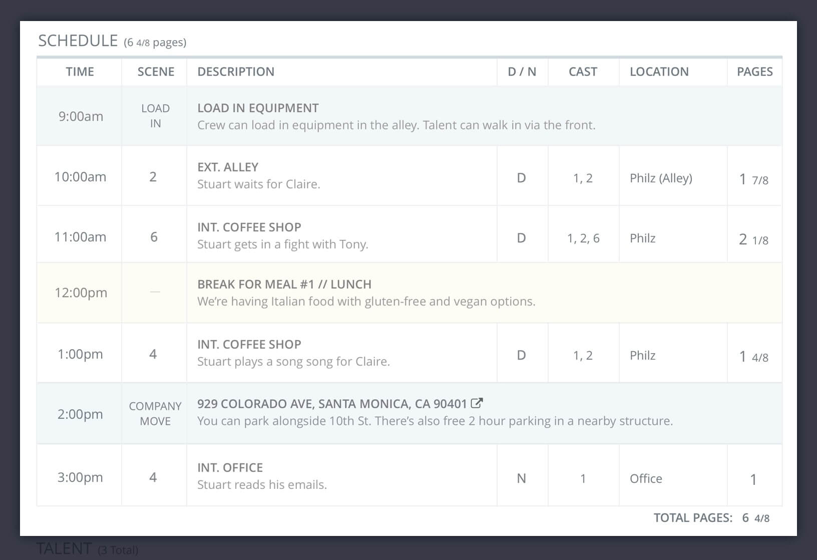 How To Make A Call Sheet For Film Free Example Call Sheet