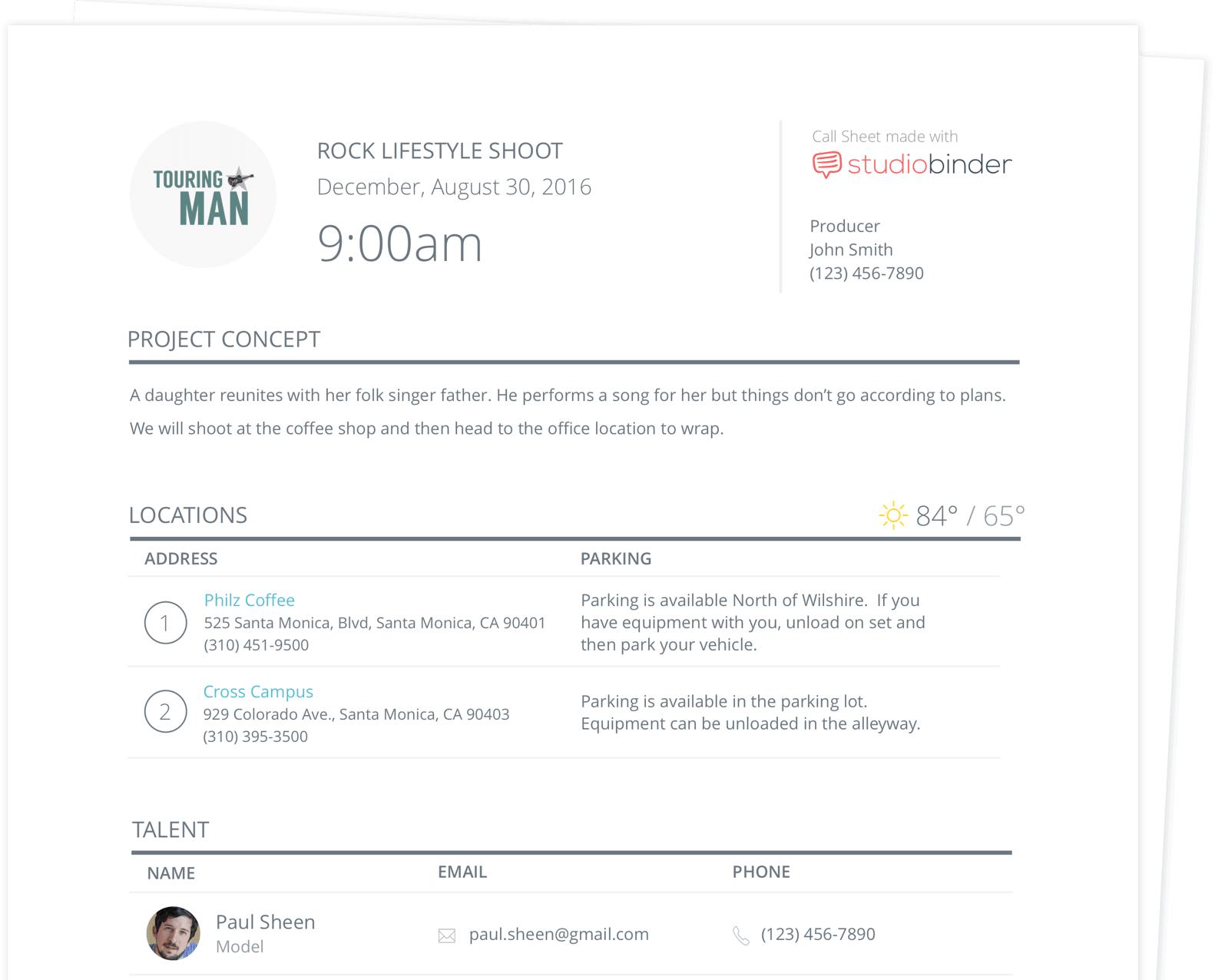 Free Call Sheet Builder Software | Create Call Sheets in Minutes
