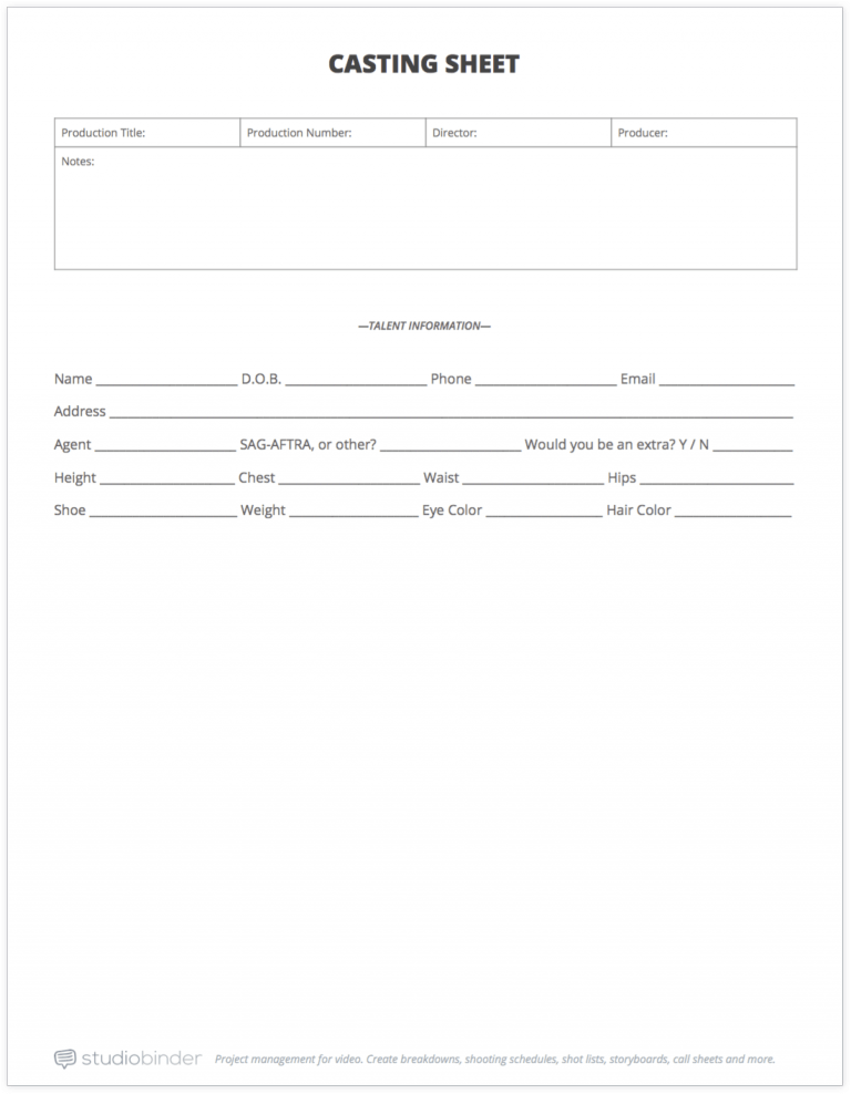 The Ultimate Guide to Casting Auditions [FREE Casting Sheet Template]