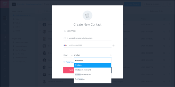 FREE Online Film Production Crew Contact List Template