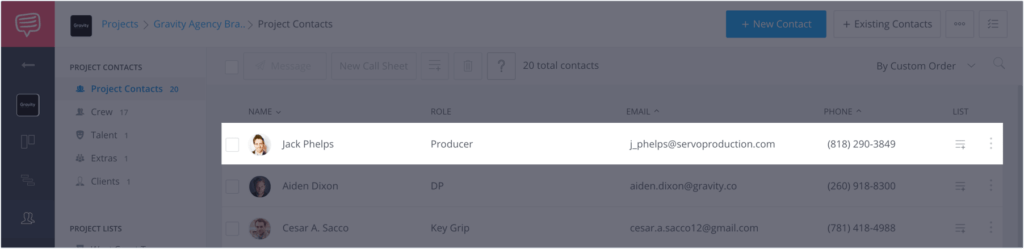 FREE Online Film Production Crew Contact List Template