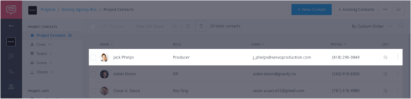 FREE Online Film Production Crew Contact List Template