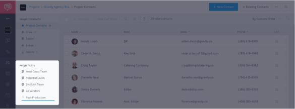 FREE Online Film Production Crew Contact List Template