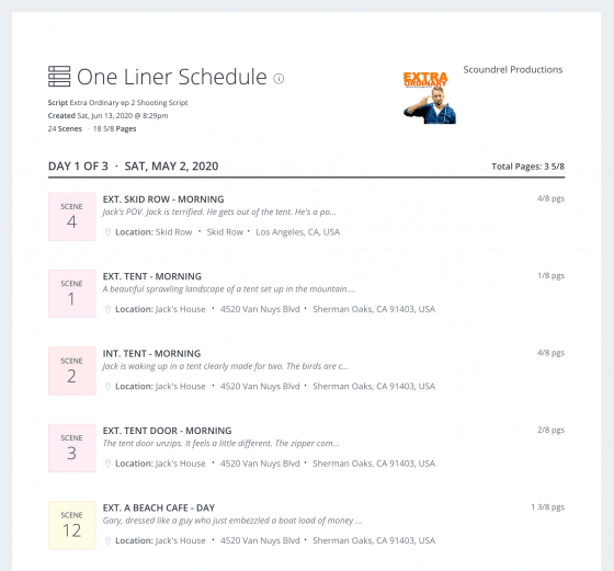 How to Create a One Line Schedule for Any Production