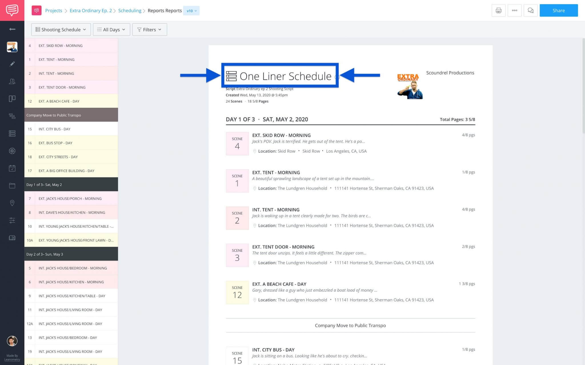 How to Create a One Line Schedule for Any Production