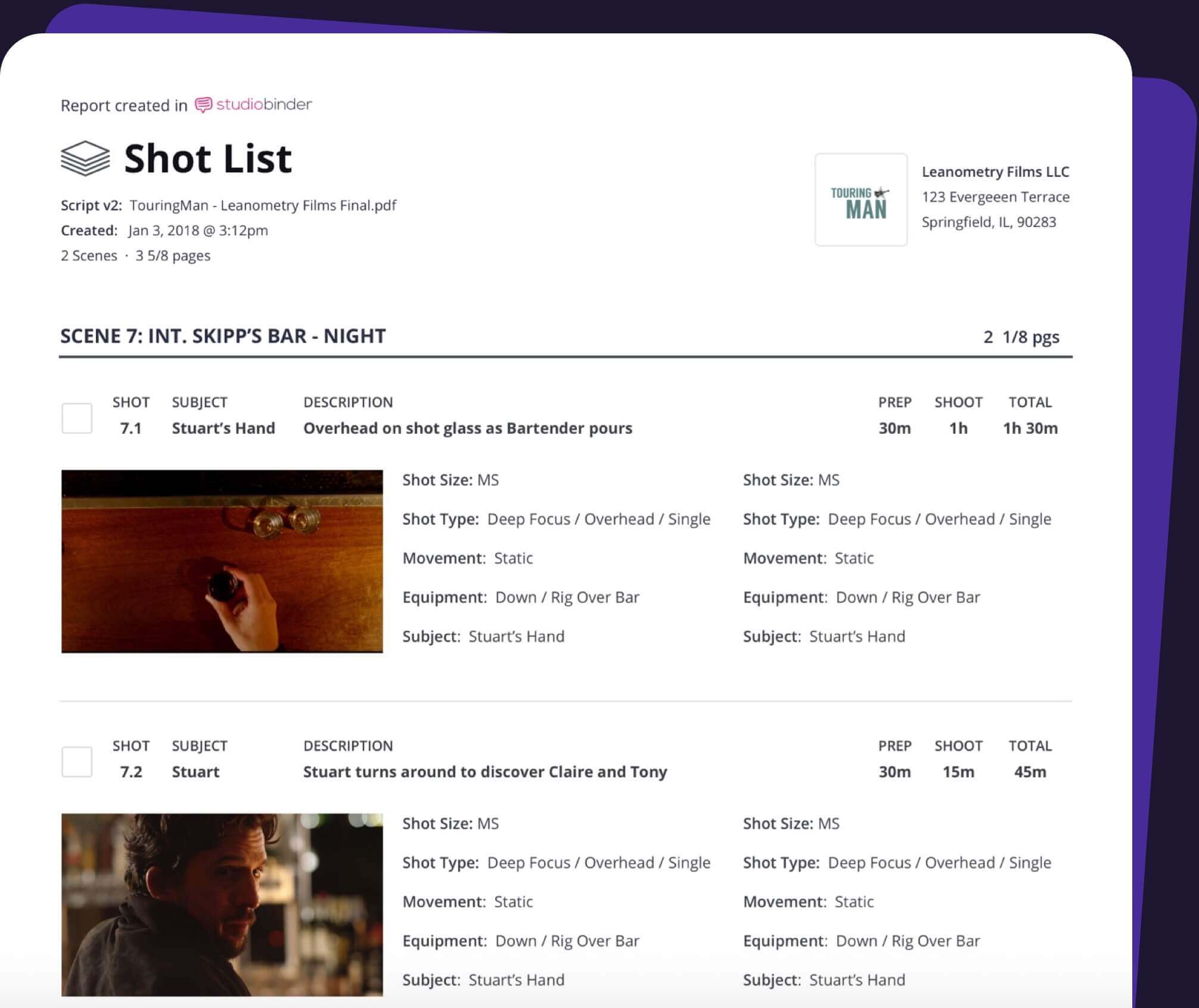Shot Designer - Create Shot Lists Online Faster