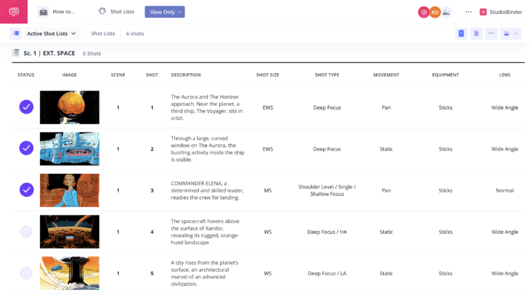 Shot Listing — StudioBinder