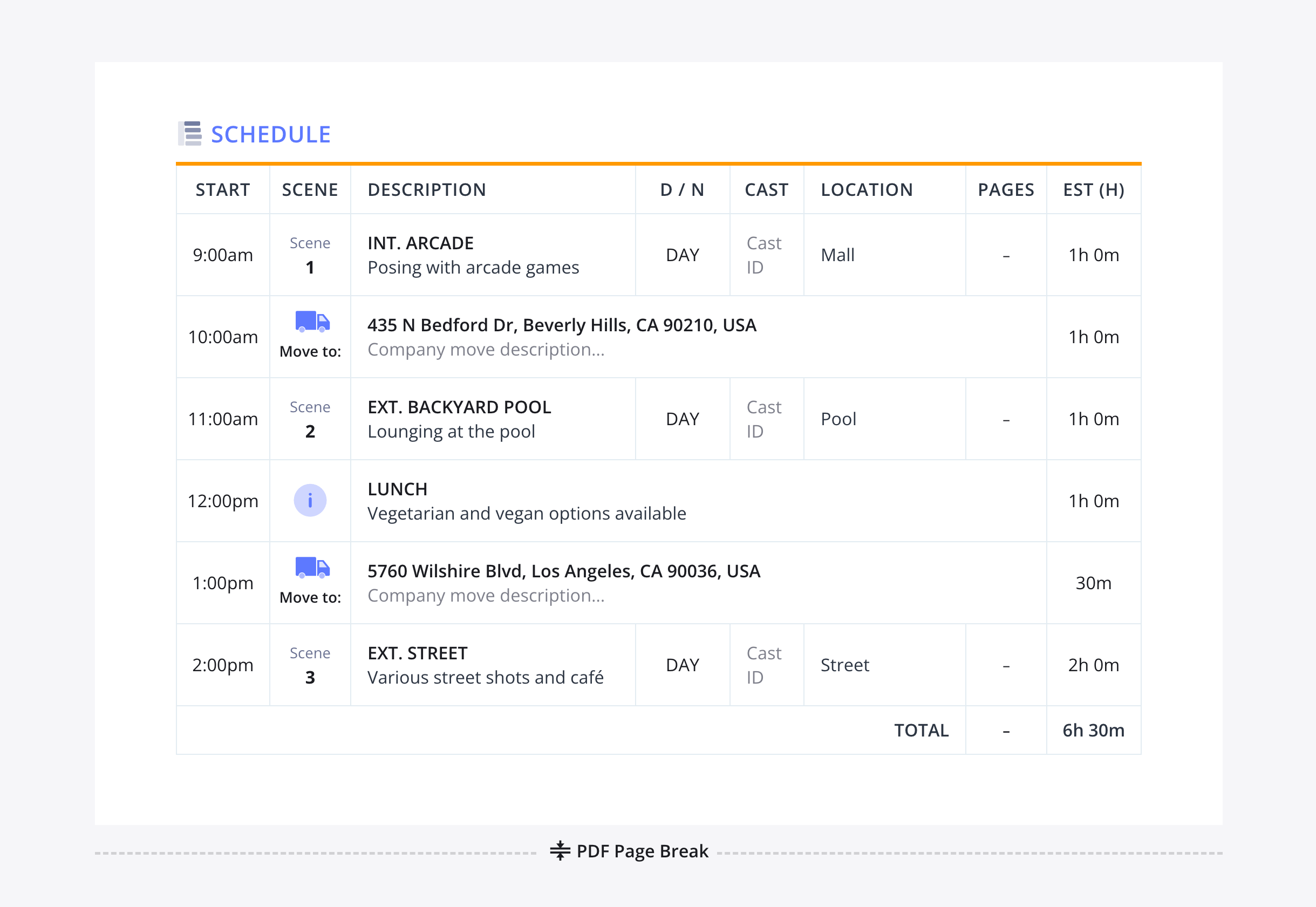 Sample Photoshoot Call Sheet Template | StudioBinder