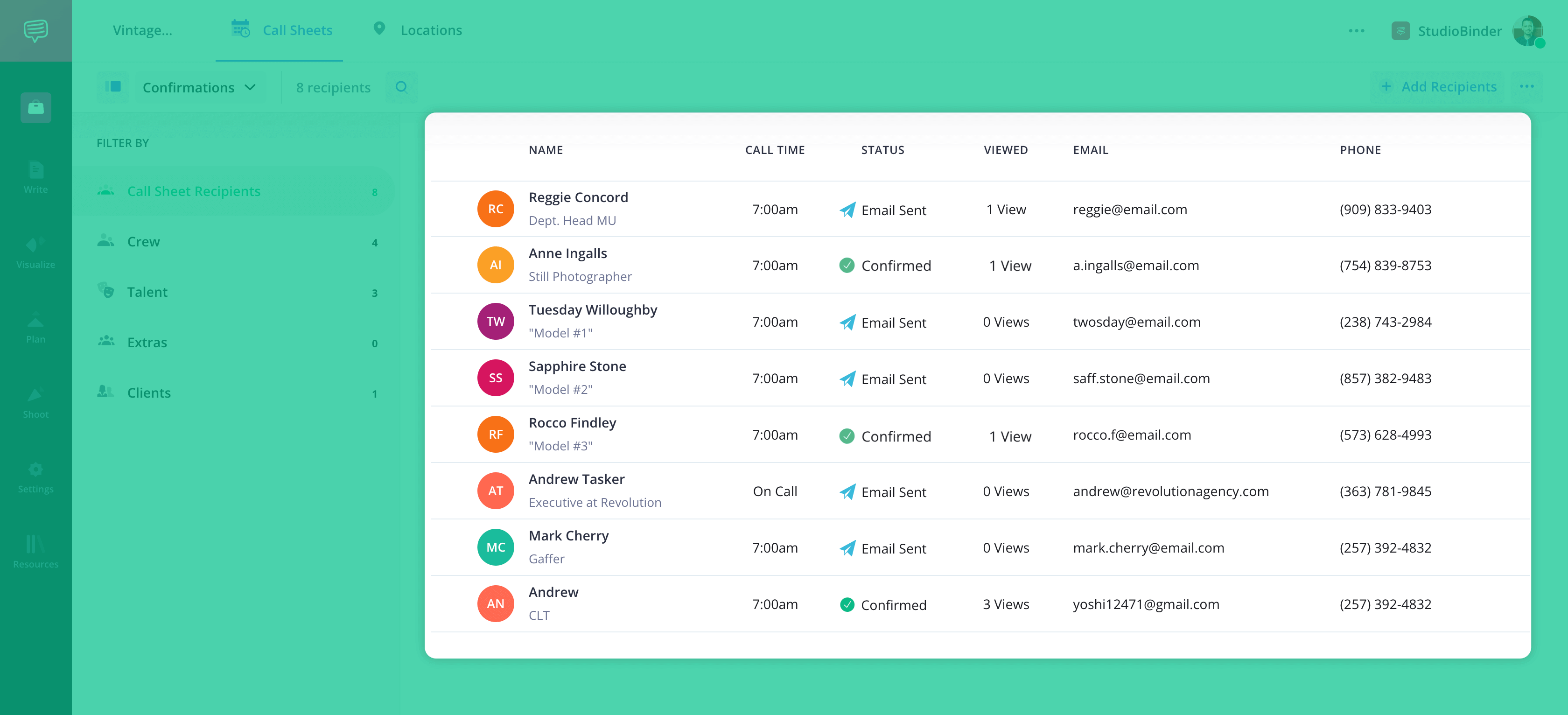 Sample Photoshoot Call Sheet Template | StudioBinder