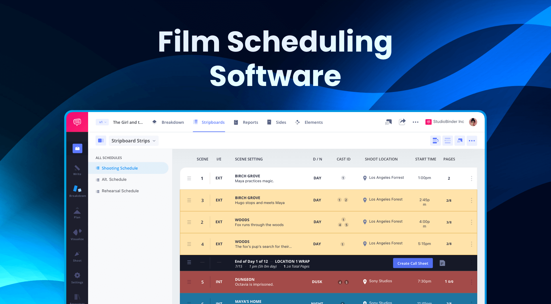 Modern Video, TV & Film Scheduling Software | StudioBinder