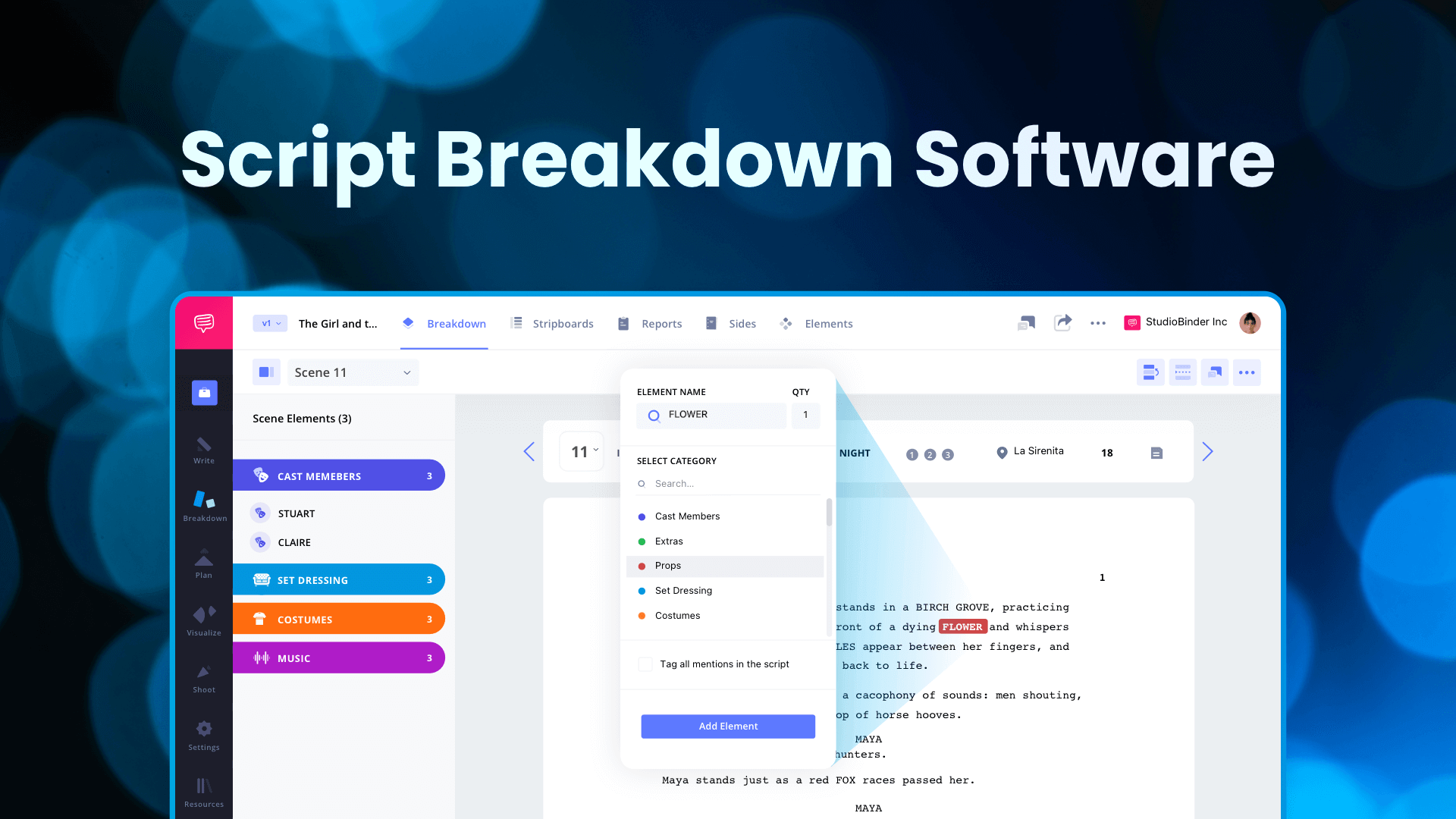 StudioBinder: Modern Script Breakdown Software for Film & TV