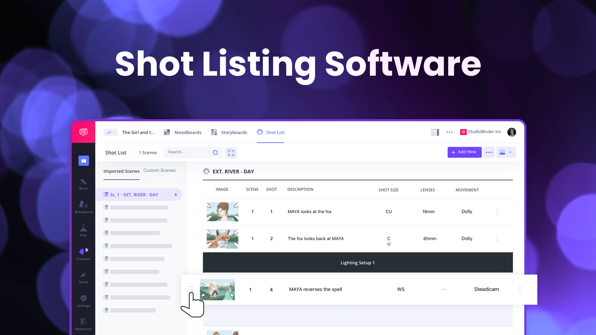 Free Shot List Software for Film & Video | StudioBinder