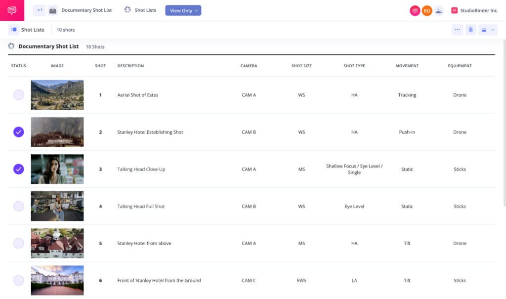 Documentary Shot List Template & Guide | StudioBinder