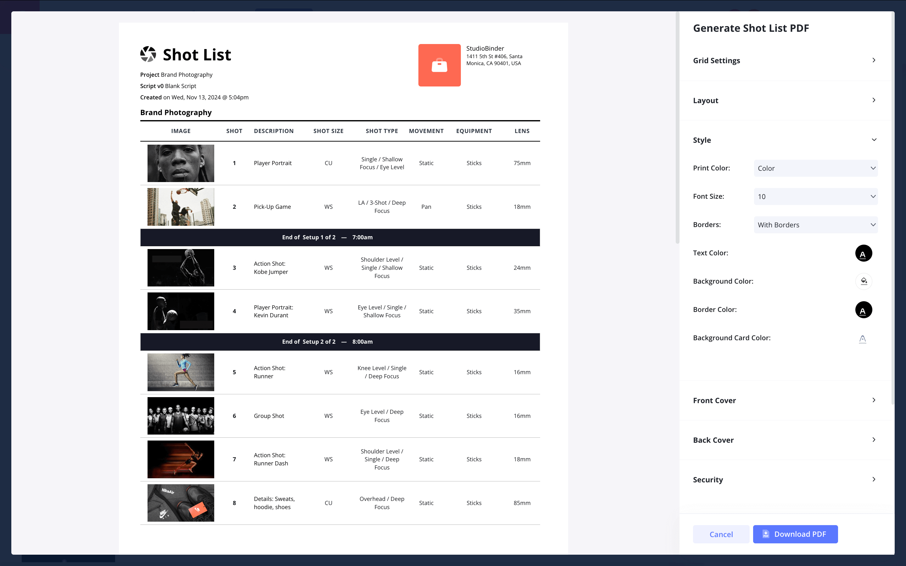Photography Shot List Template & Guide | StudioBinder