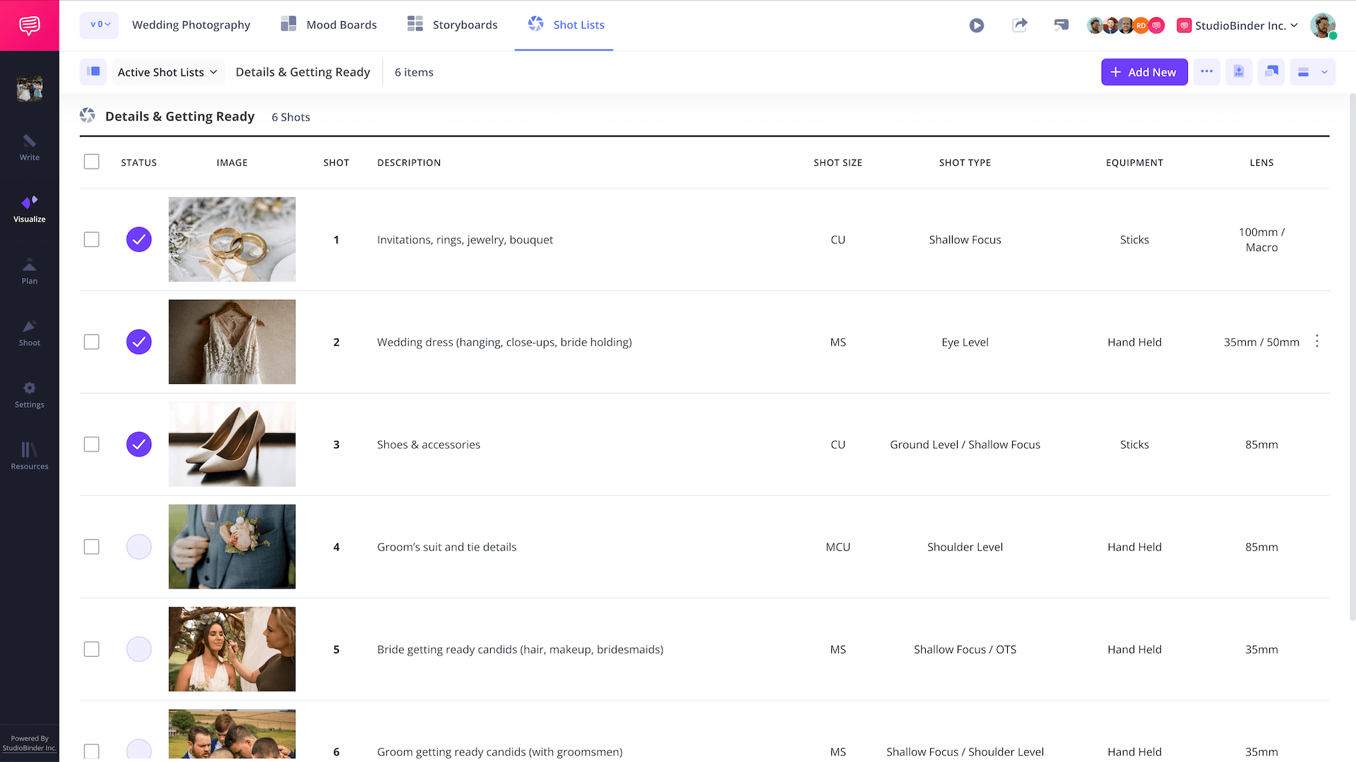 Wedding Photo List Template | Photoshoot Shot List Software